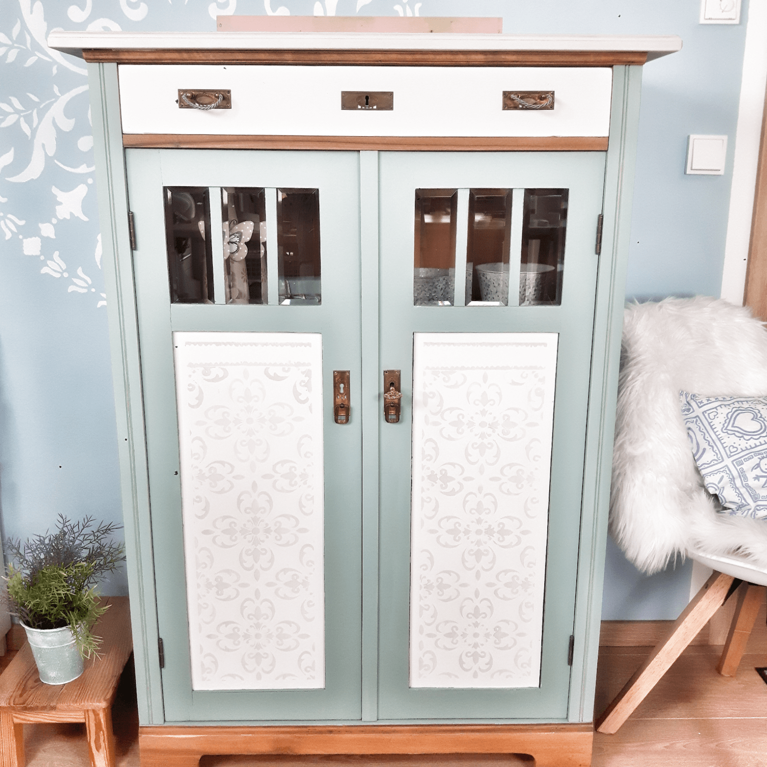 DIY - Mandala Wandbild auf Holz mit Kreidefarbe / Vintage Shappy Look